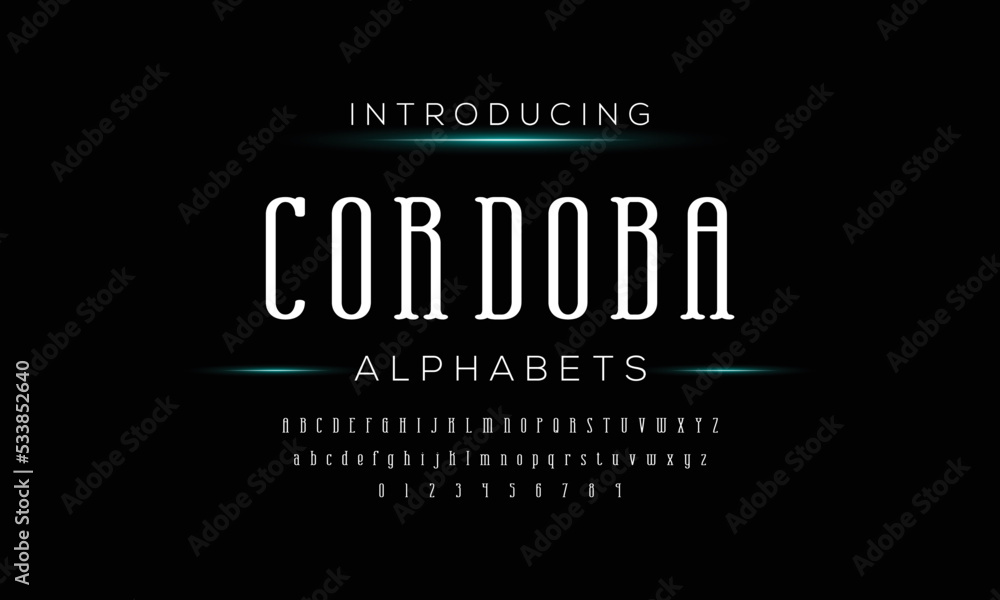 CORDOBA, an elegant tall font. modern typeface vector design Stock ...