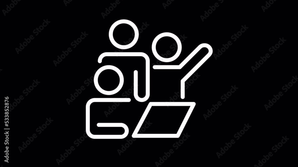 Animated collab white linear icon. Working together on project. Team ...