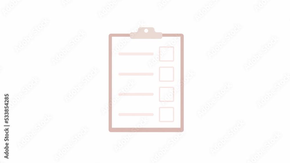 Animated list with checkmarks object. Paper questionnaire. Full sized ...