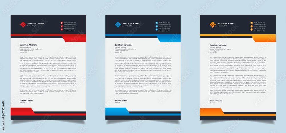 Professional & modern letterhead template design with geometric shapes ...