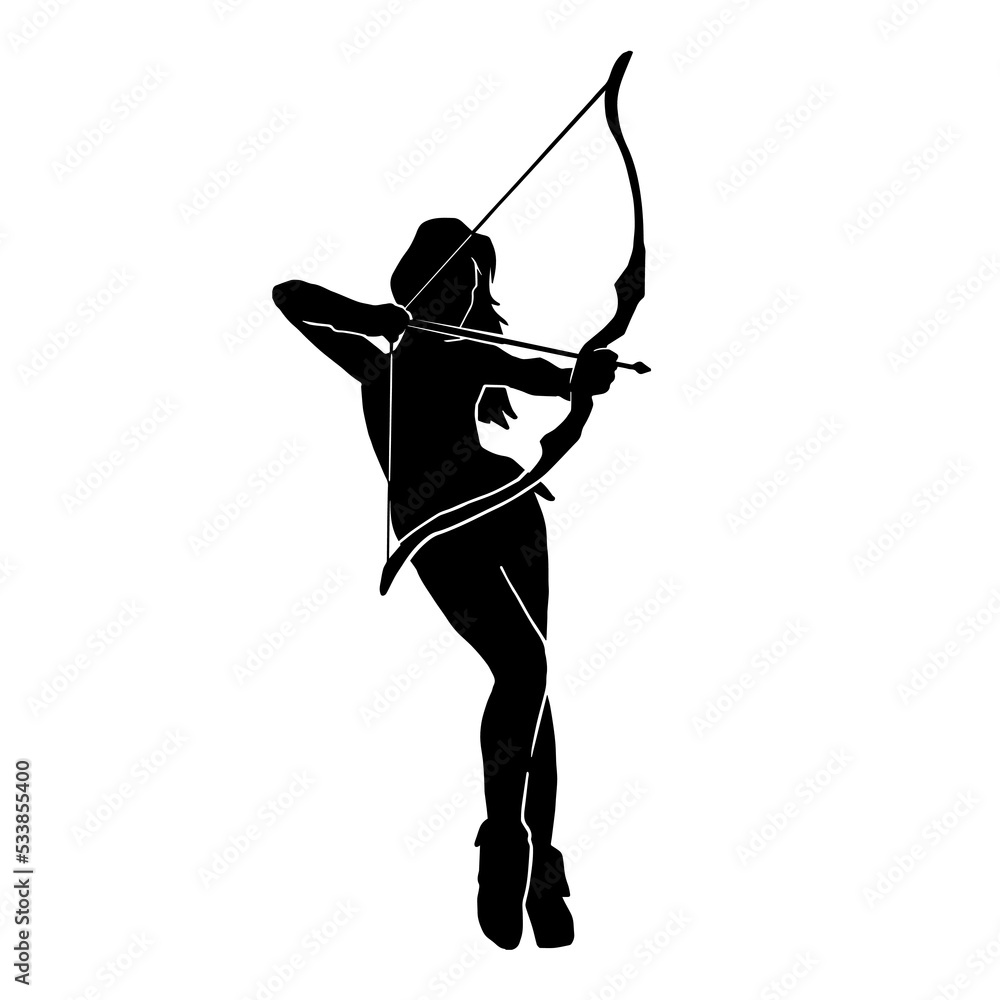 Archer Silhouette, Female Warrior Character Design. Silhouette girl ...