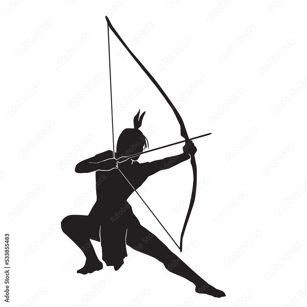Archer Silhouette, Female Warrior Character Design. Silhouette girl ...