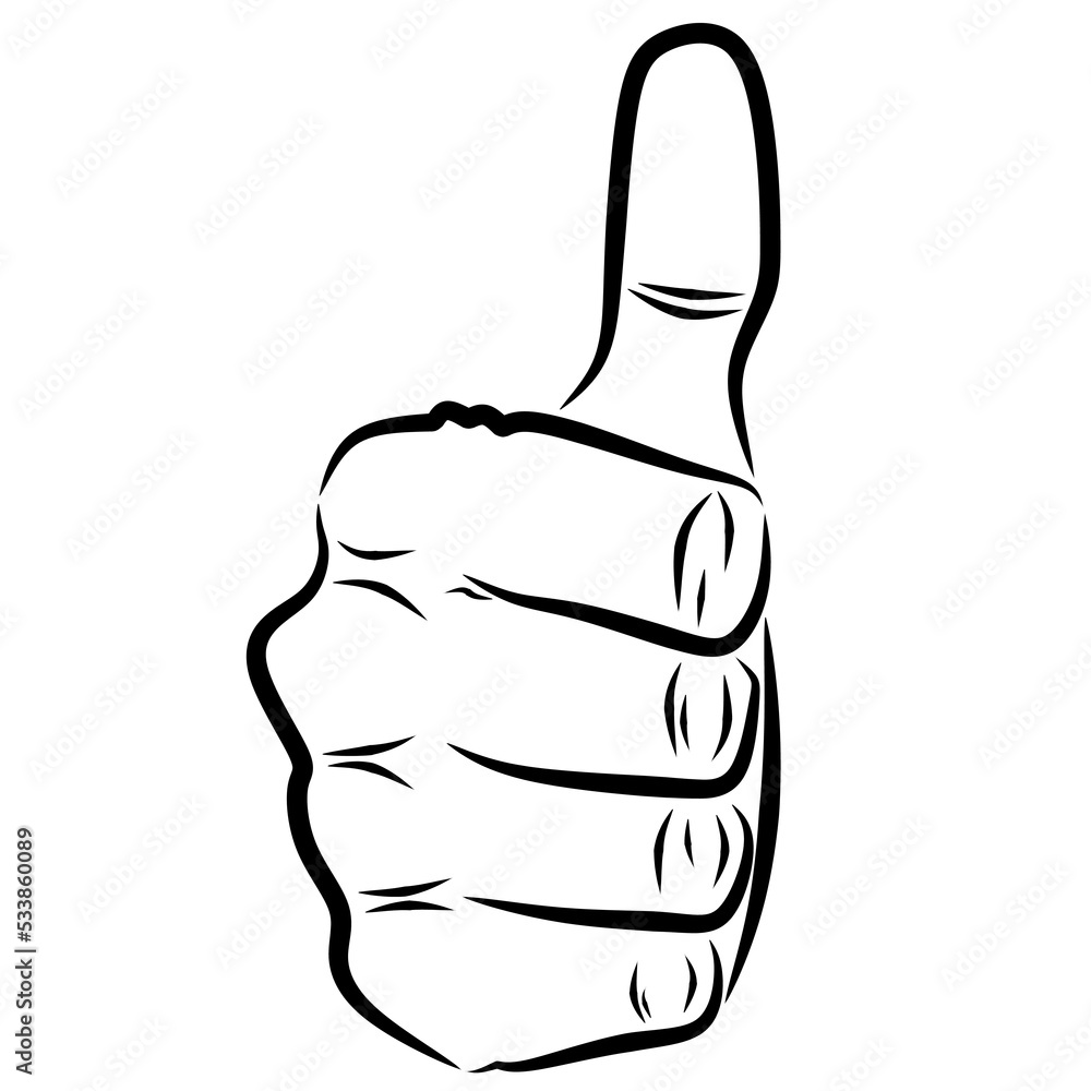 thumbs up line art vector drawing Stock Vector | Adobe Stock