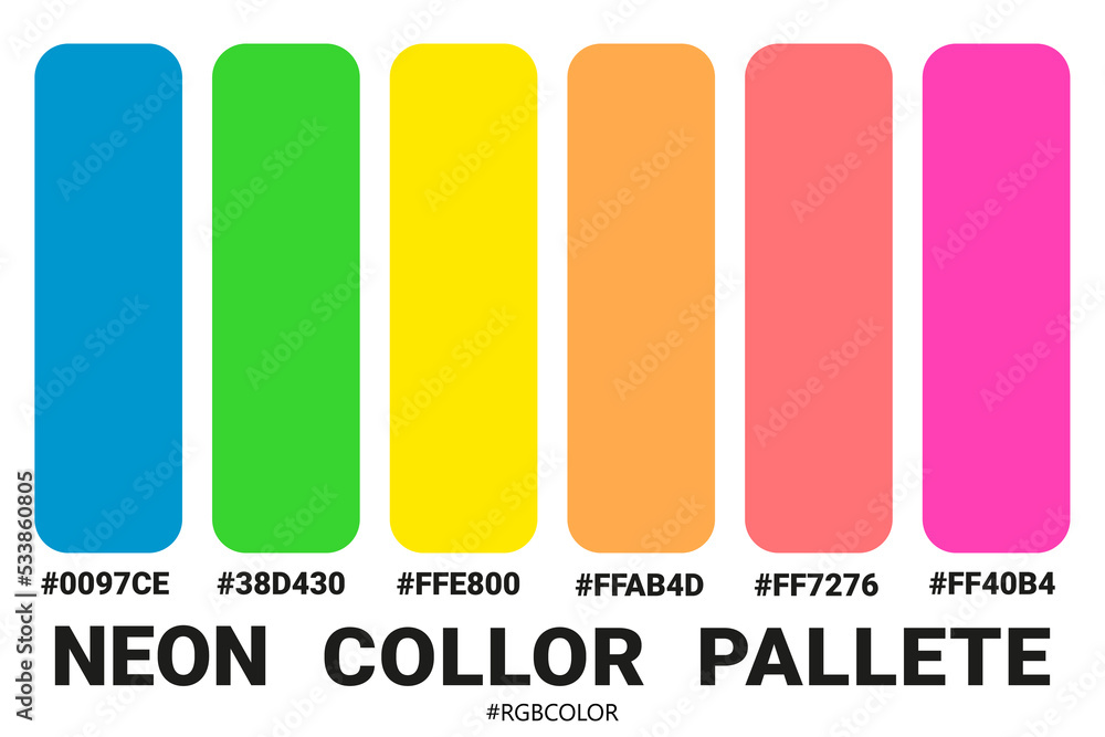 Vetor de A Collection of Accurately Neon Color Palettes with Codes ...