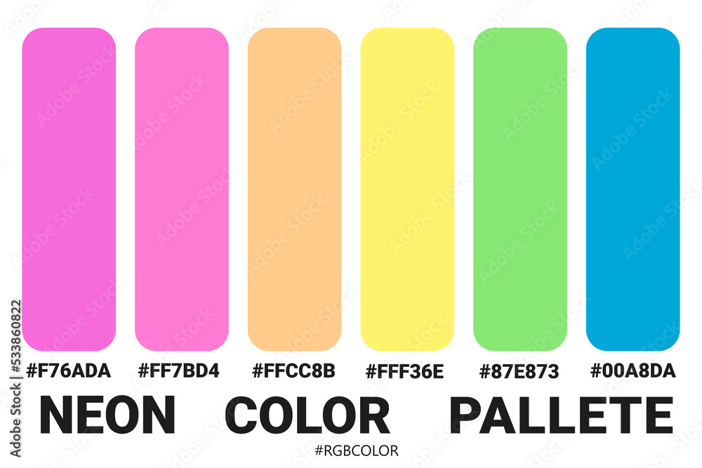 A Collection of Accurately Neon Color Palettes with Codes, Perfect for ...