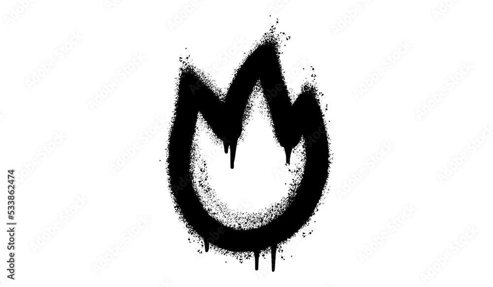 Spray Painted Graffiti Fire flame icon Sprayed isolated with a white ...
