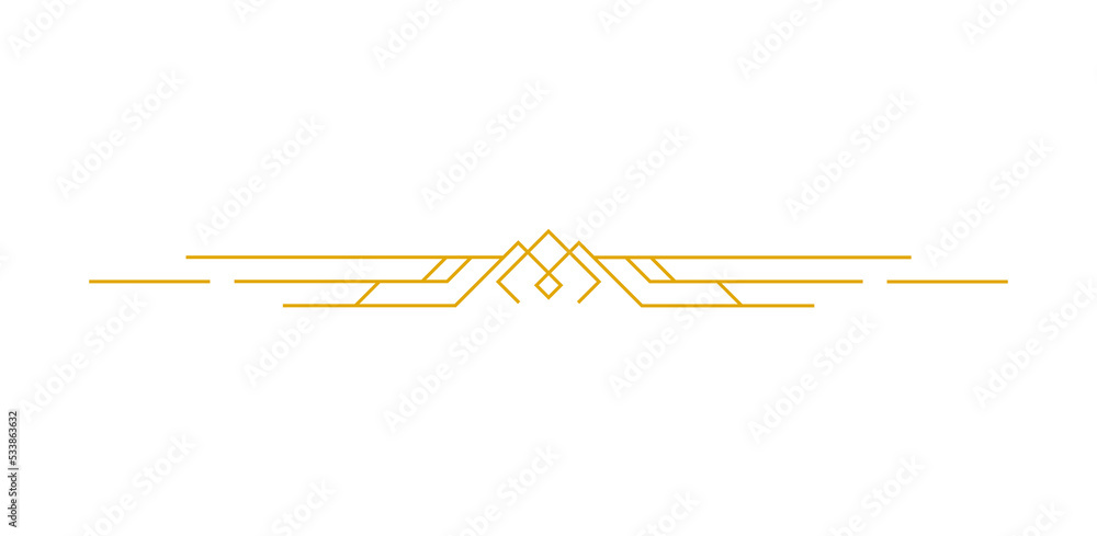 art deco outline stroke in golden color for classy and luxury style ...