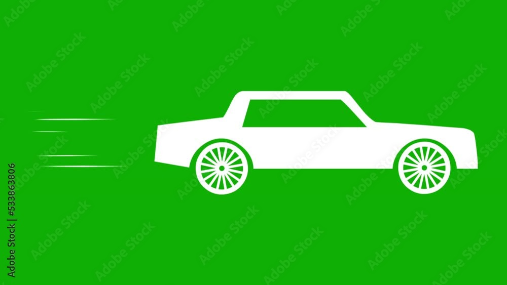 Running car animation motion graphics with green screen background ...
