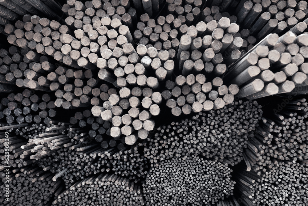 Reinforcing Steel Bar closeup. Reinforcement steel rod and deformed bar ...