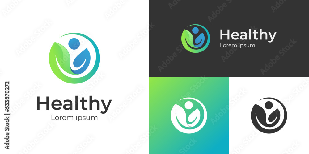 healthy life logo modern style vector symbol icon design with people ...