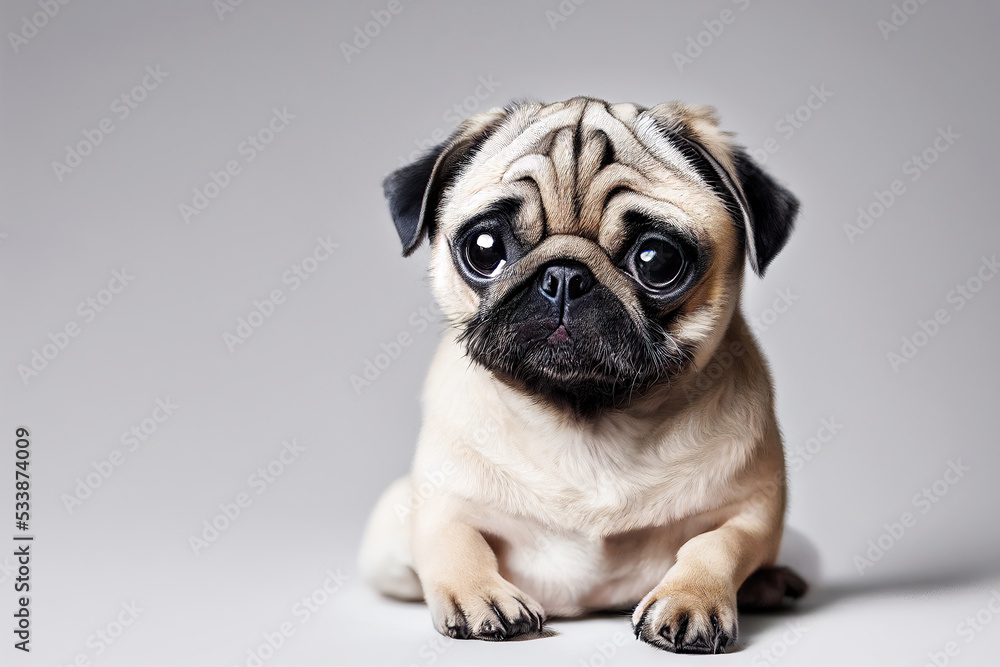 Cute pug dog puppy in studio as animal illustration Stock Illustration ... Cute pug dog puppy in studio as animal illustration Stock Illustration ...