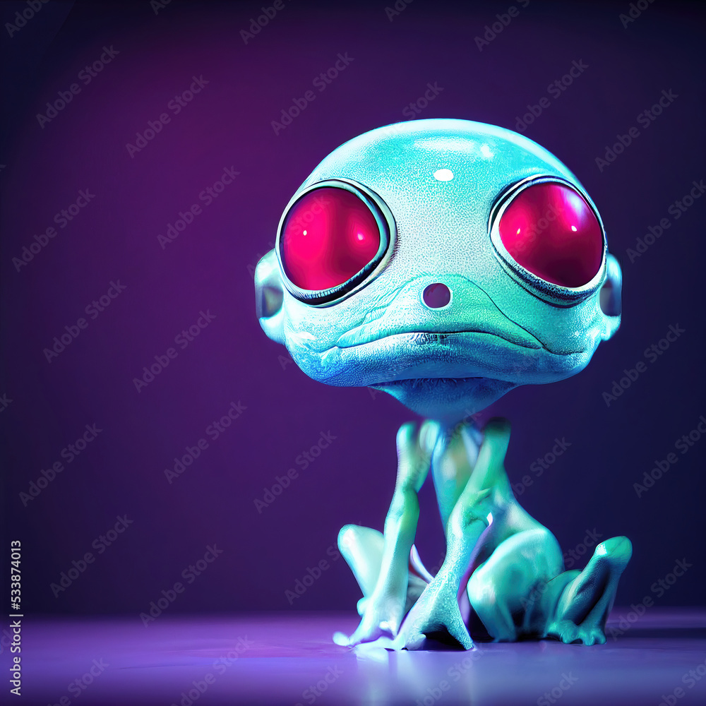 Little blue alien as fantasy creature from outer space in studio Stock ...