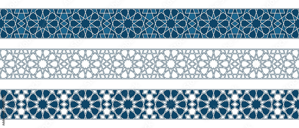 Poster Set of borders of Islamic pattern for Ramadan greetings cards ...