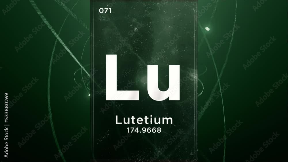 Lutetium (Lu) symbol chemical element of the periodic table, 3D ...