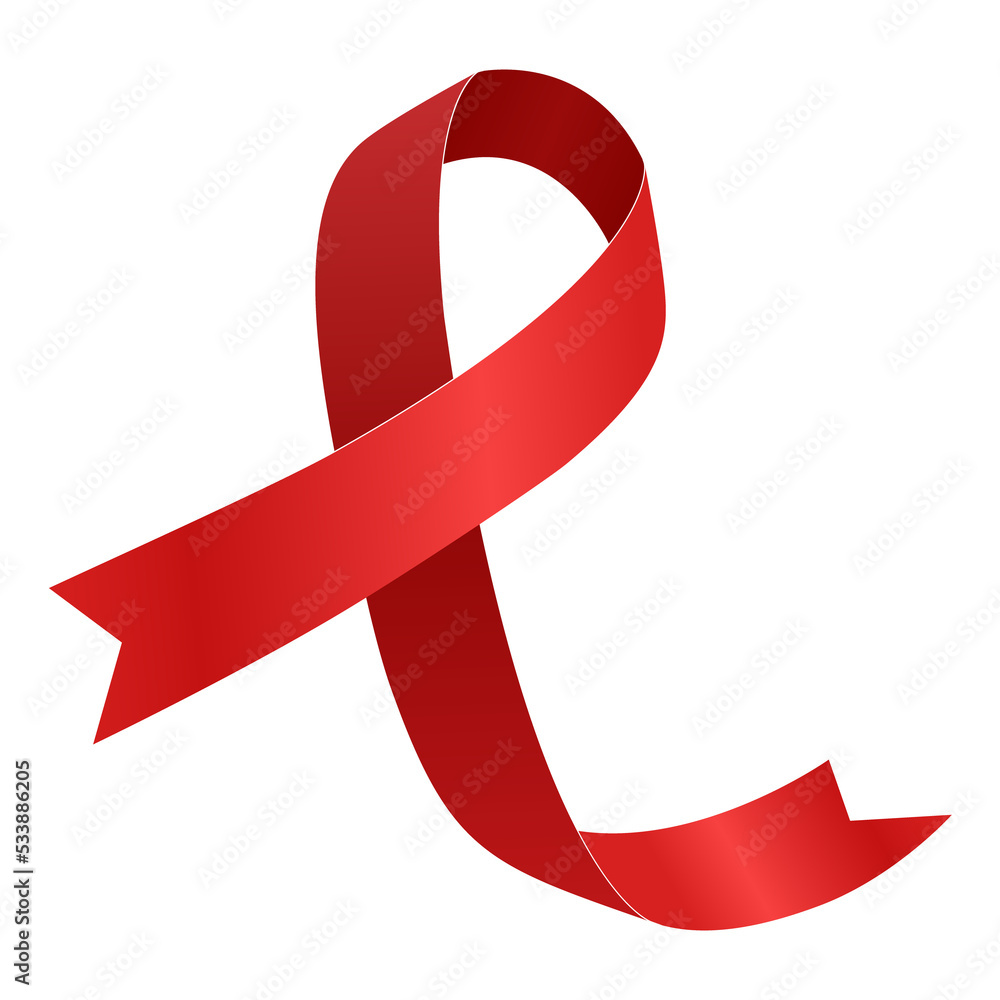 Red ribbon. Symbol of the fight against AIDS. Png illustration. Stock ...