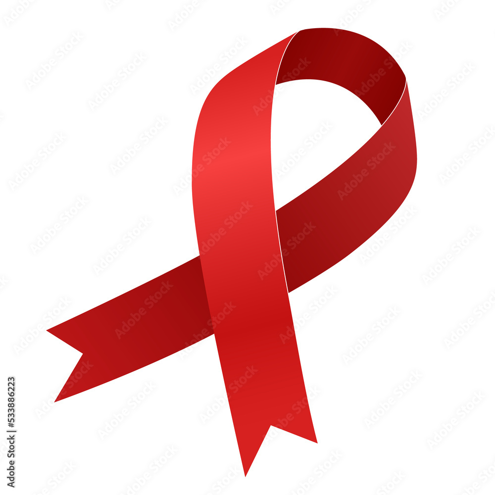 Red ribbon. Symbol of the fight against AIDS. Png illustration. Stock ...