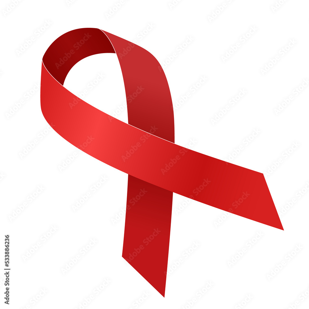 Red ribbon. Symbol of the fight against AIDS. Png illustration. Stock ...