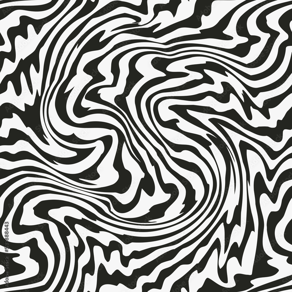 Monochrome psychedelic curved lines. Seamless texture Stock Vector ...