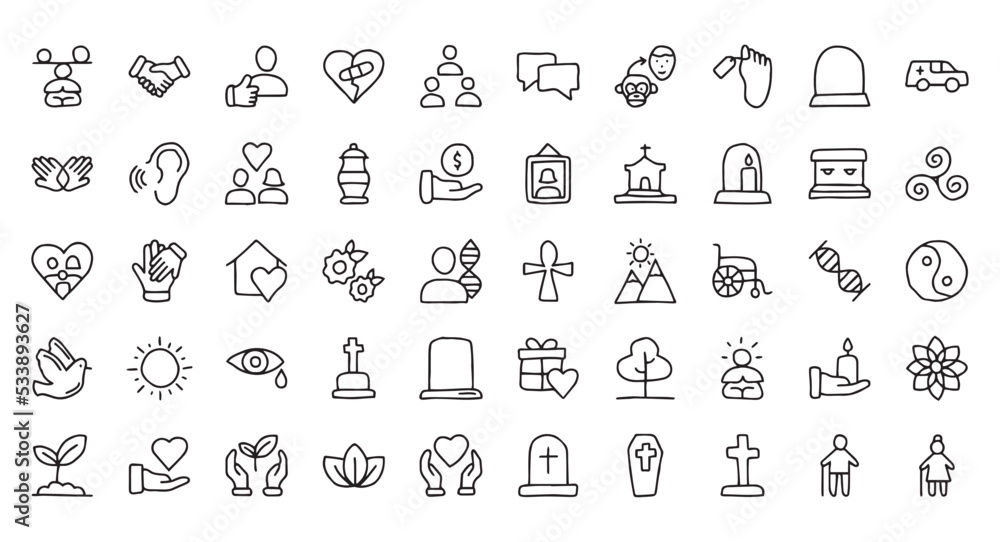 life evolution & death icon set, handdrawn icon Stock Vector | Adobe Stock