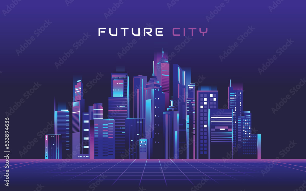 Futuristic city illustration background Stock Vector | Adobe Stock