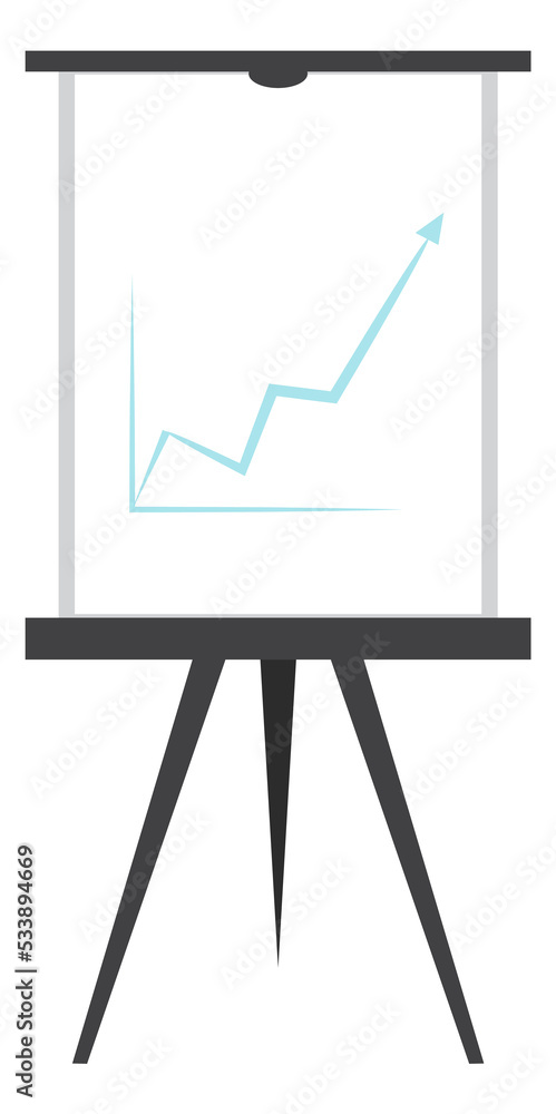 Flip chart board with data statistics diagram. Presentation symbol ...