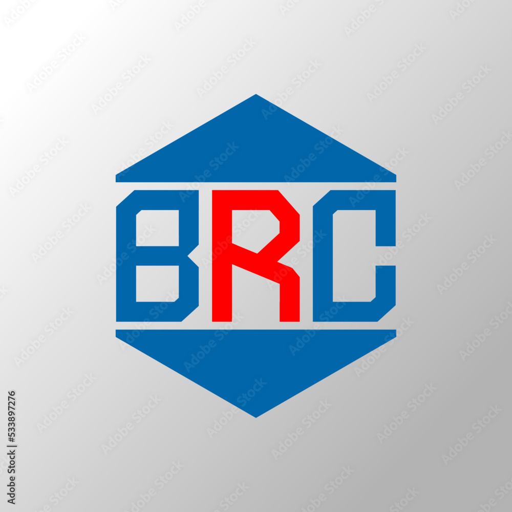 BRC hexagon vector logo template on white background. BRC polygon logo ...