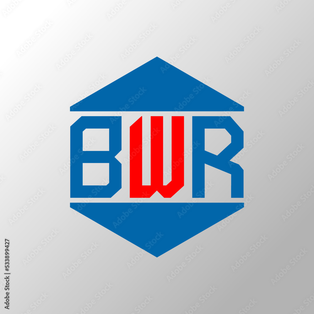 BWR hexagon vector logo template on white background. BWR polygon logo ...