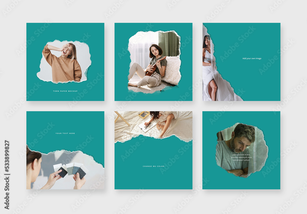 Minimalistic Mobile Layouts With Torn Paper Mockups Stock Template ...