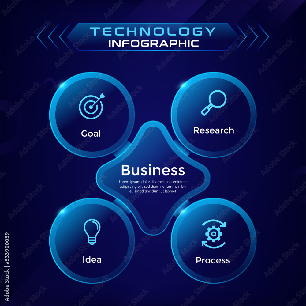 Presentation Technology Business Infographic four options with circle ...