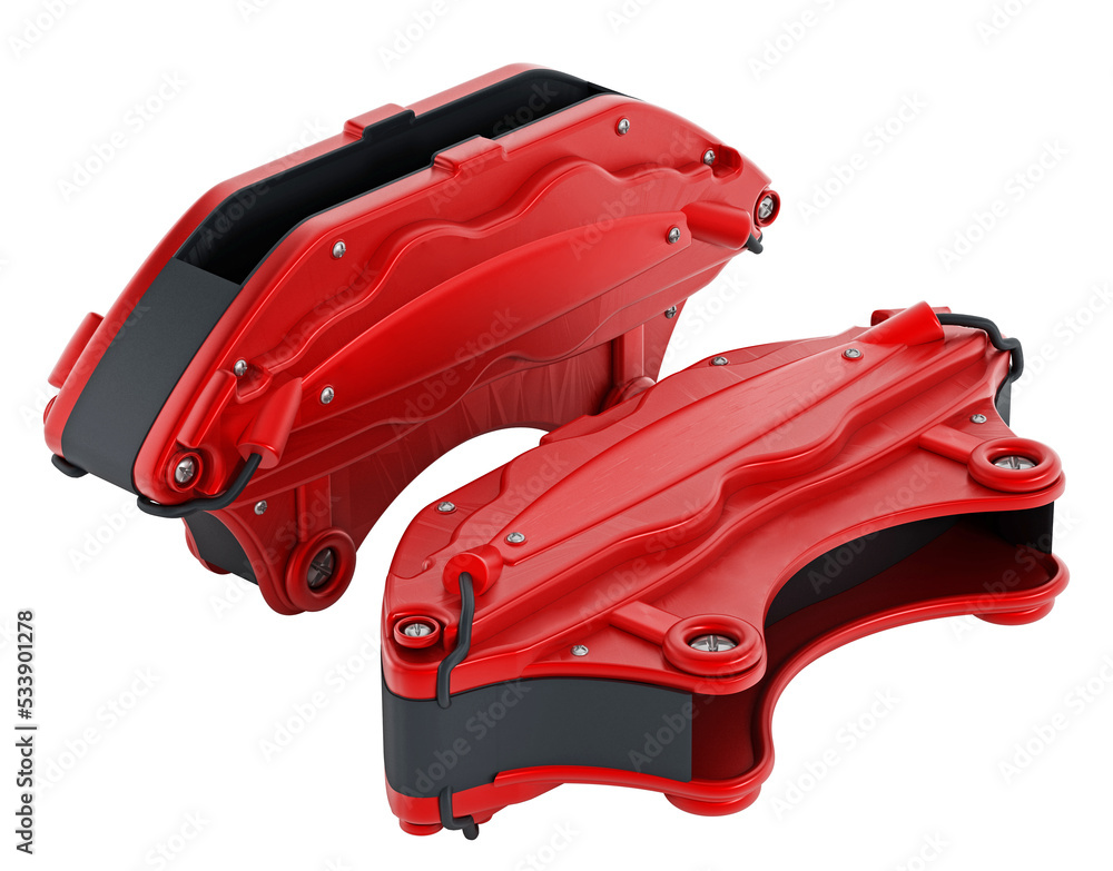 High performance brake calipers on transparent background Stock ...
