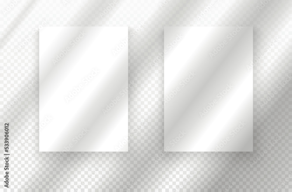 Transparent shadow on poster. Transparent shadows of palm leaf. Shadow ...