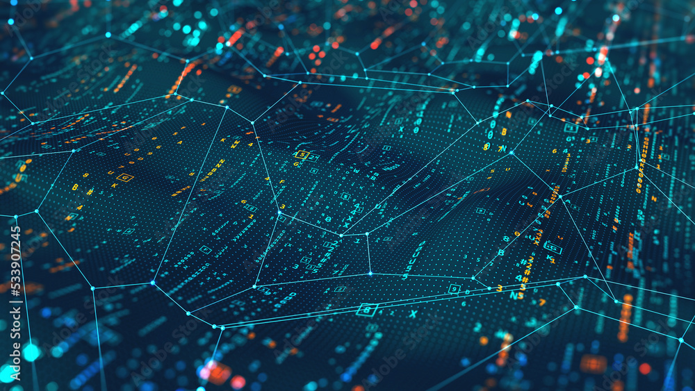 Cyber network, data flow, open source. 3D illustration of digital hi ... Cyber network, data flow, open source. 3D illustration of digital hi ...