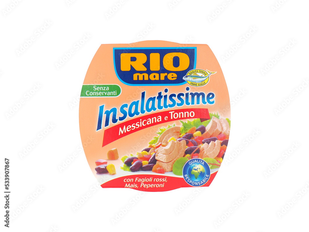ROME, ITALY - SEPTEMBER 28, 2022. Rio Mare insalatissime tuna mexican ...