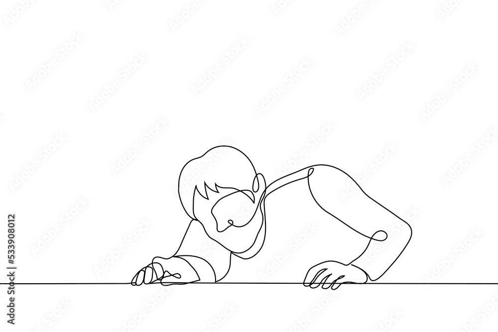 man climb lying on stomach - one line drawing vector. the concept of ...