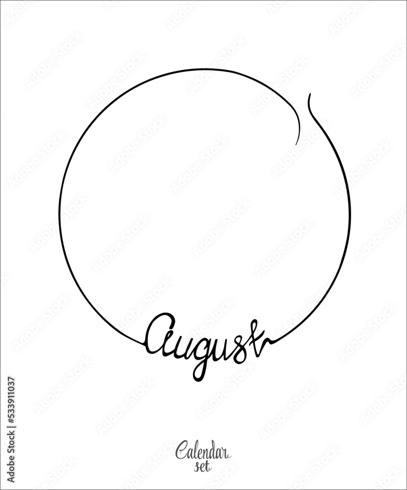 Contour frame with the inscription August of the calendar month from ...