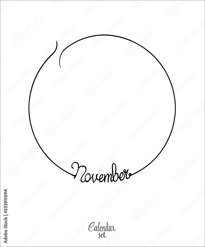 Contour frame with the inscription November of the calendar month from ...