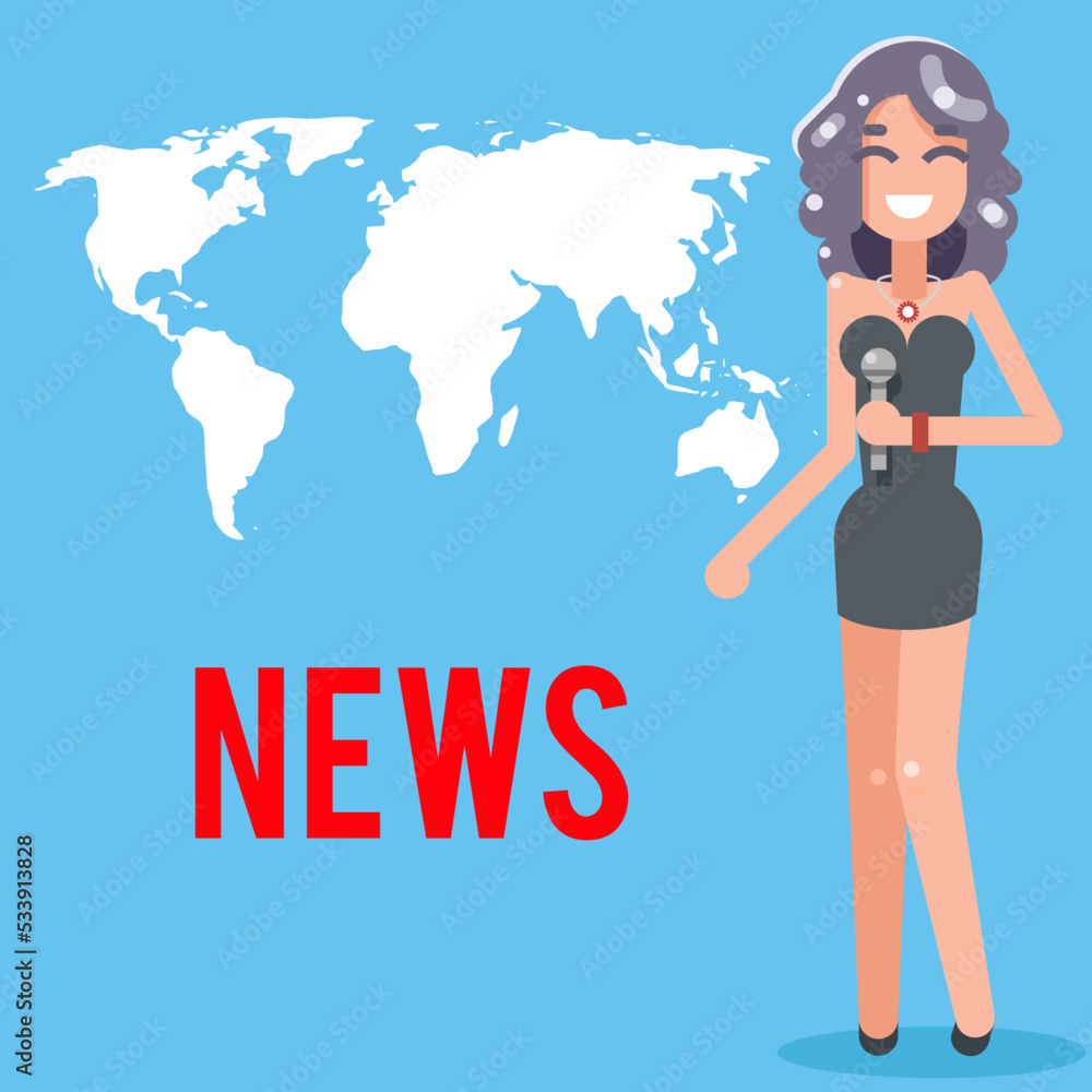 Mass Media News Journalist Reporting Reporter Female Girl Character ...