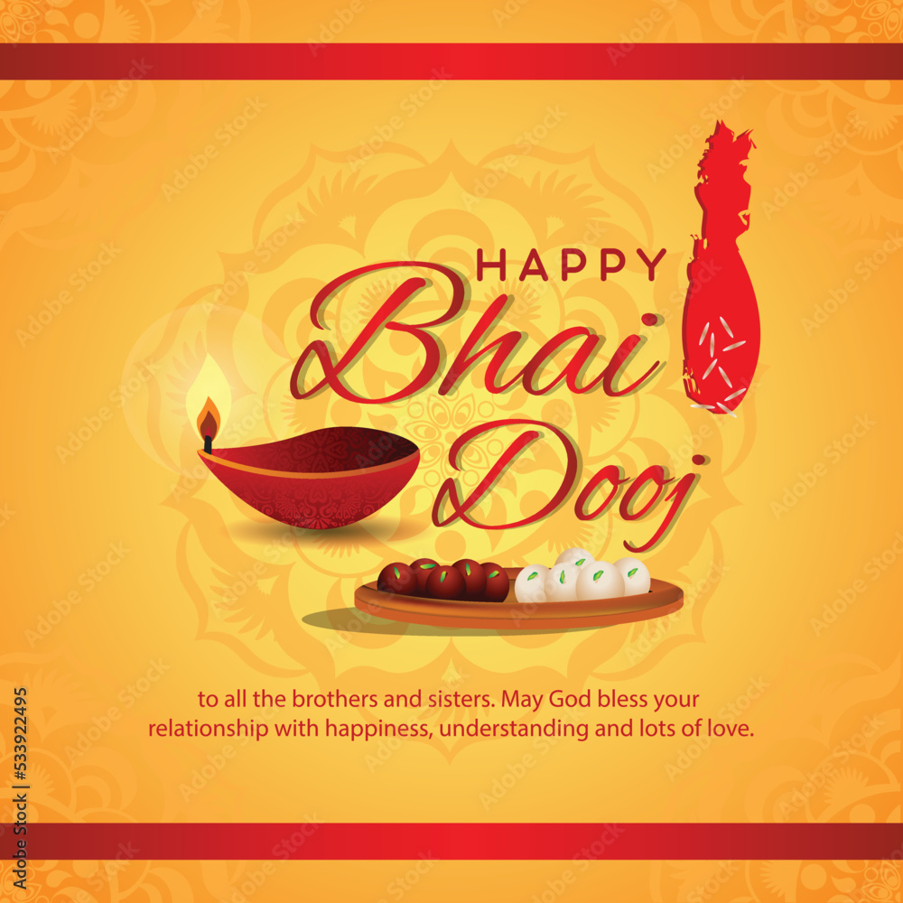 Indian festival Bhai dooj , bhai fota wishes card Stock Vector | Adobe ...
