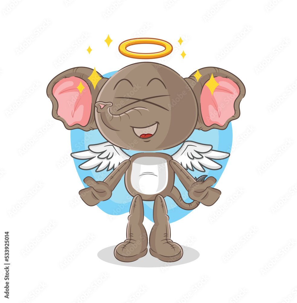 elephant angel with wings vector. cartoon character Stock Vector ...