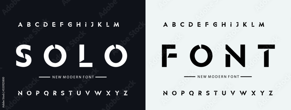 Vetor do Stock: SOLO, Sports minimal tech font letter set. Luxury ...