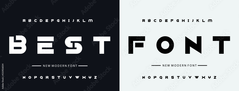 BEST, Sports minimal tech font letter set. Luxury vector typeface for ...