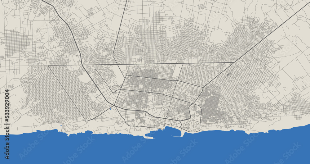 Mogadishu vector map. Detailed map of Mogadishu city administrative ...