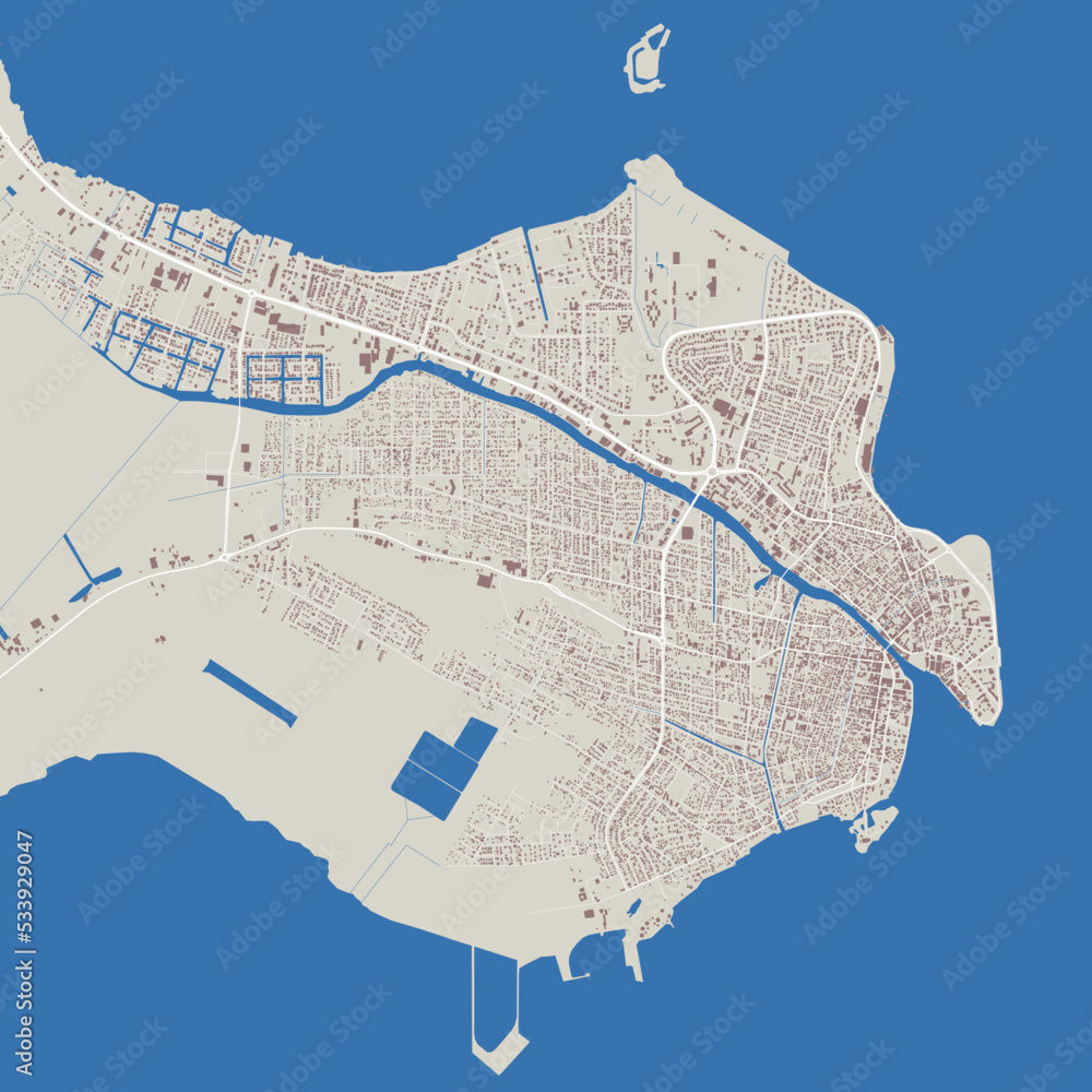 Belize vector map. Detailed map of Belize city administrative area ...