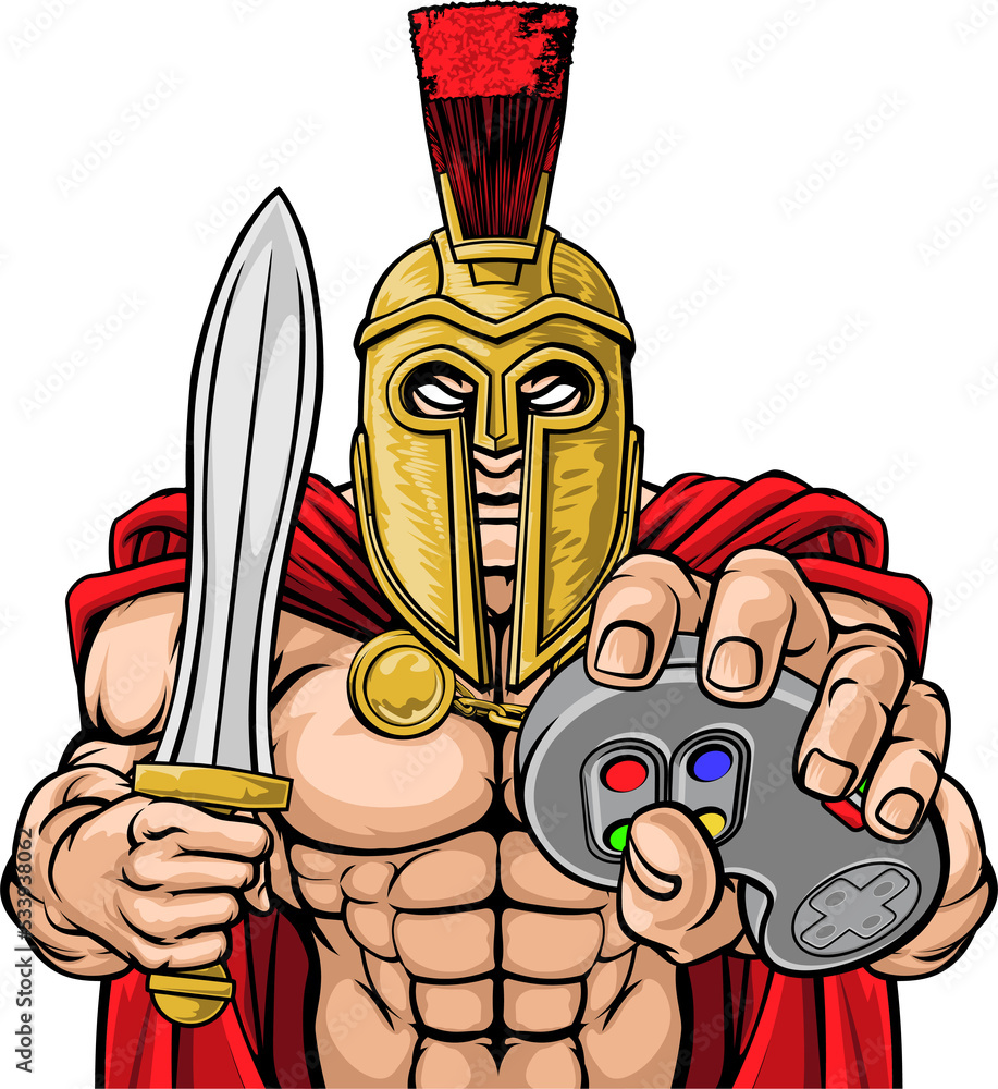 Spartan Trojan Gamer Gladiator Controller Mascot Stock Illustration ...
