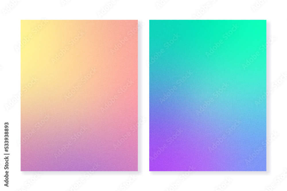 Set of grainygradient backgrounds in warm and cold colors. For covers ...