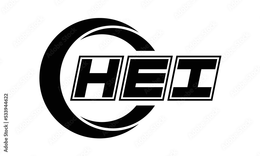 HEI three-letter circle logo design. custom font logo vector template ...