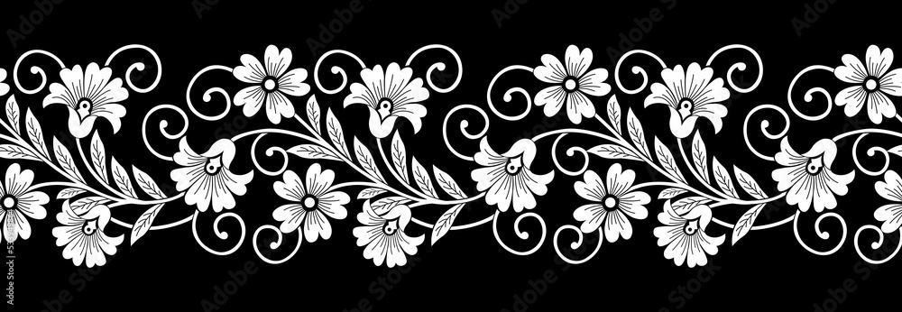 Horizontal vector floral border design Stock Vector | Adobe Stock