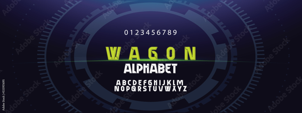 WAGON Sports minimal tech font letter set. Luxury vector typeface for ...