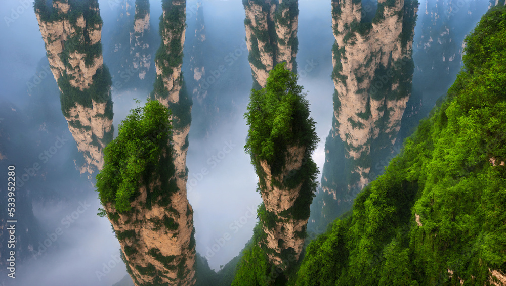 Hallelujah Mountains, Floating Mountains, Zhangjiajie, Wulingyuan ...