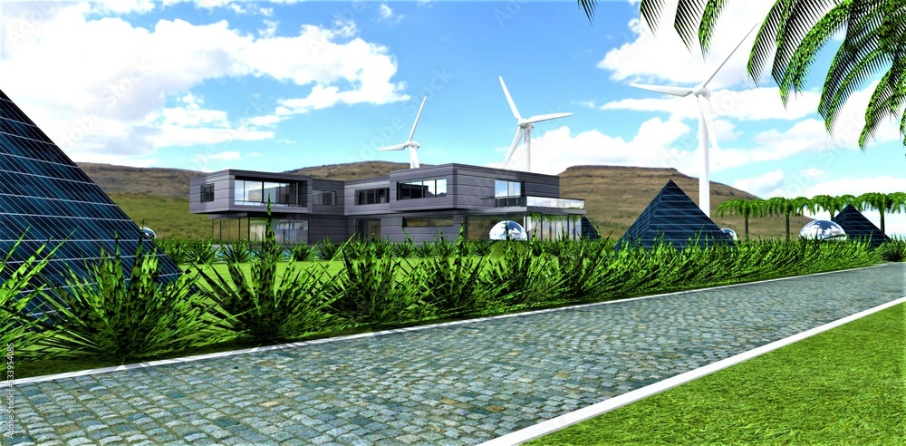 Completely autonomous eco-friendly estate in the mountains. Pyramids of ...
